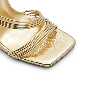 Call It Spring Women's Cherries Heeled Sandal, Gold, 8.5