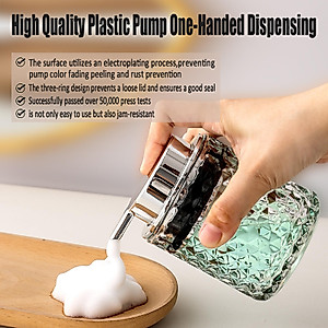 MALACHI Foaming Hand Soap Dispenser， Bathroom Soap Dispenser or Lotion Dispenser for Kitchen,Refillable Clear Glass Soap Dispenser with Large Pump (Clear-Foaming)