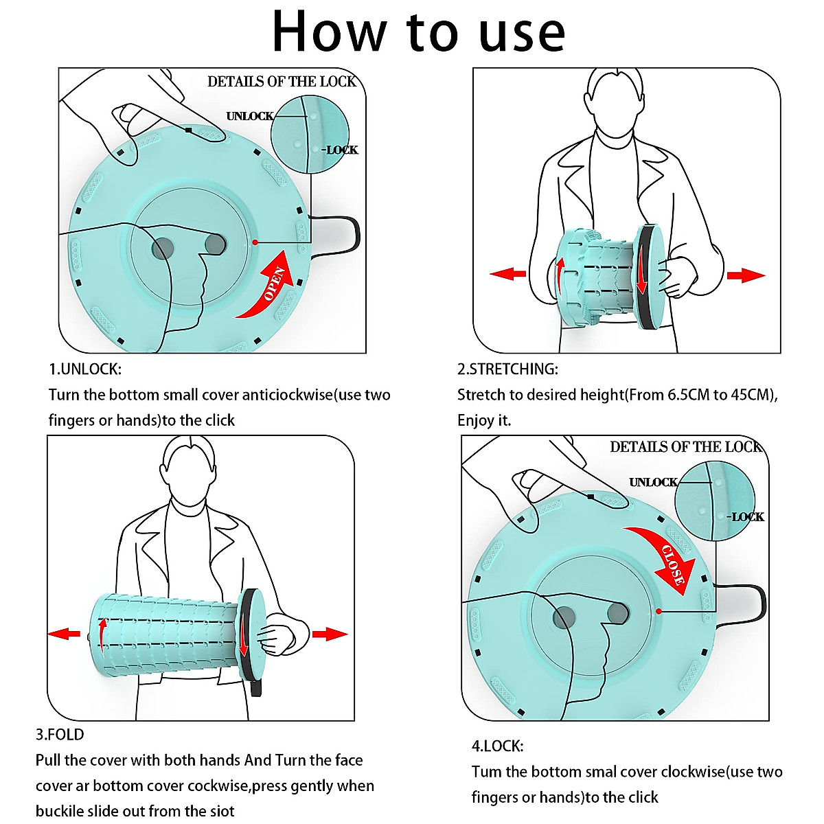 ALEVMOOM Portable Telescoping Stool Collapsible Stool with Cushion & Bag, Retractable Folding Stool for Adults Foldable Seat Sturdy Capacity 440 lbs for Camping Fishing Hiking BBQ