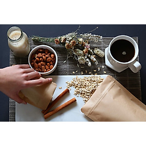 Yuugen Products Kraft Stand-Up Pouch Bags with Aluminum, Zip Lock, and Tear Notch - Reusable, Heat-Sealable | Storage for Food, Non-Food Items, Home and Business - 50 Pcs (5.9" x 8.6")