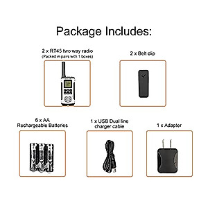 Retevis RT45 Walkie Talkies for Adults,Rechargeable 2 Way Radios Long Range, NOAA,Flashlight,VOX,SOS,Portable FRS Two-Way Radios with AA NIMH Battery USB Charger for Camping Hiking(2 Pack)