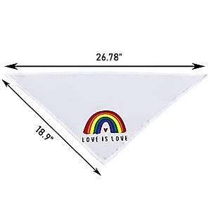 Tinsow Multi-Purpose Bandanas Bibs, White with Rainbow Pattern Dog Kerchief LGBT+ Pride Day Dog Collar Cat Pets Collar