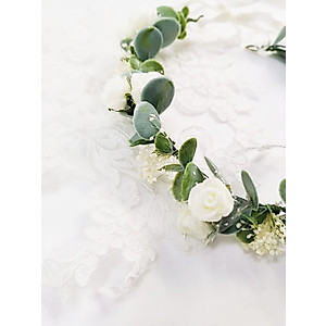 Dlynmoo Flower Crown Floral Wreath Headband Floral Crown Wedding Festivals Photo Props Headpiece TG02066