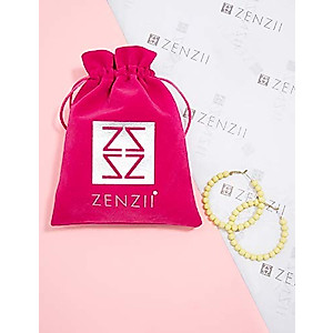 ZENZII Colorful Beaded Big Circle Hoop Fashion Earrings for Women (Hot Pink)