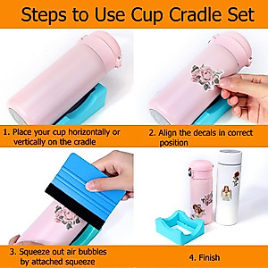 Sweetfamily Silicone Cup Cradle for Crafting Tumblers,Tumbler Cradle for Cups Mugs,Tumbler Holder for Keep Tumblers Coffee Cups Glass Cans in Place,with 1 Felt Edge Squeegee (Blue)