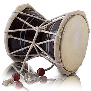 Handmade Wooden & Leather Classical Indian Folk Dumroo Damroo Damaru Hand Drum Set Percussion Decorative Collectible Showpiece World Musical Instruments (Brown)