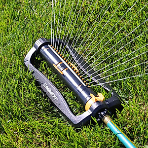 Melnor 65165AMZ XT Turbo Oscillating Sprinkler, 4,500 sq. ft., Quick Connect Bundle, 2-Way Adjustable, Black, Yellow