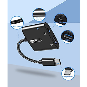 USB C OTG Adapter with Power, 2 in 1 USB C to USB with 60W PD Charging Adapter Compatible with iPhone 15/15 Pro, iPad Pro, Galaxy S24/S23/S21/Tab S8/S9, Pixel 8/7/6, Google Chromecast with Google TV