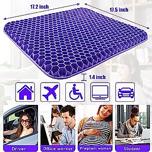 Gulymm Extra Large Gel Seat Cushion, Gel Car Cushion for Long Sitting, Chair Pads with Large Double Thick Breathable Honeycomb Design, Pressure Relief, Car Seat Wheelchair Cushion for Relieves Fatigue