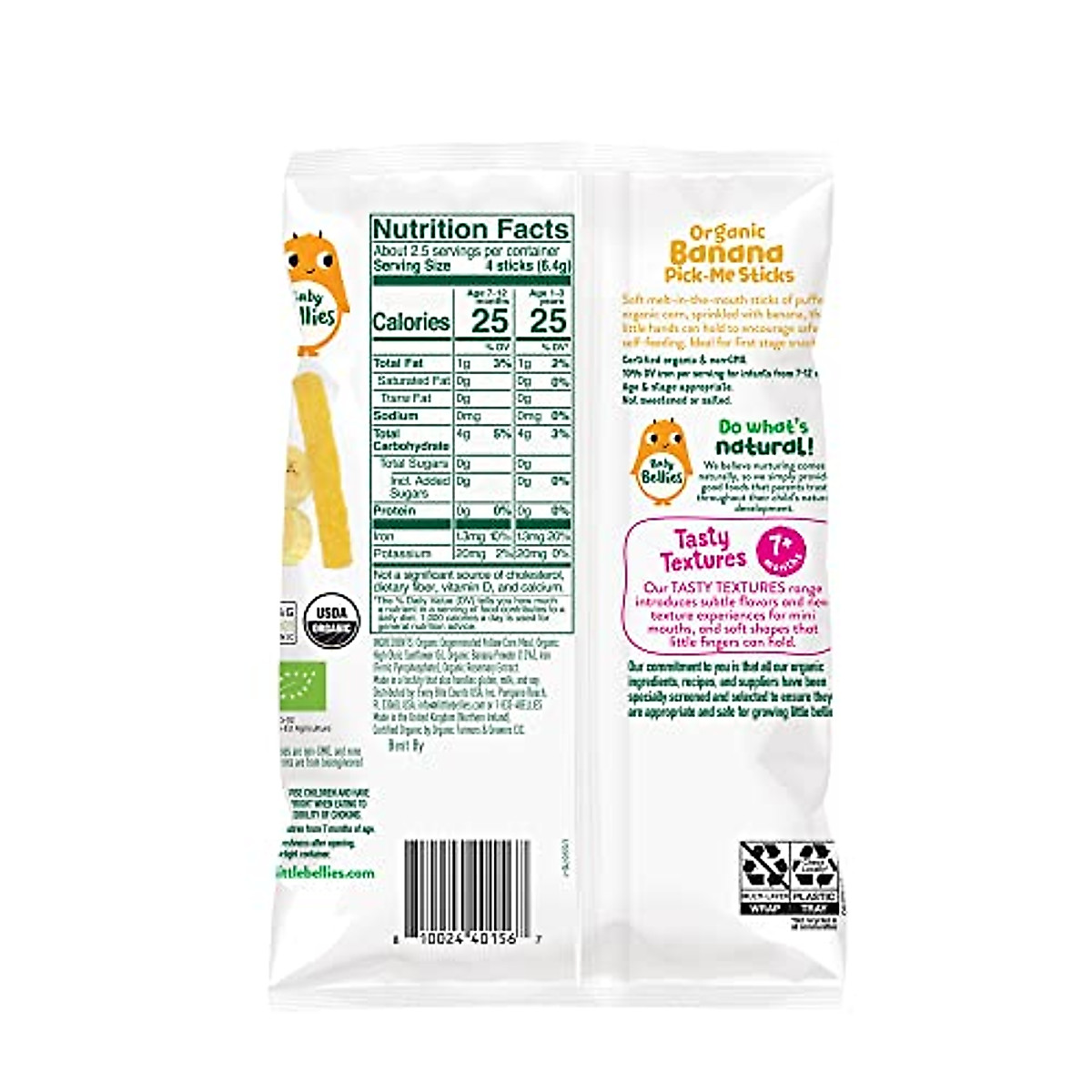 Baby Bellies Organic Banana Pick-me Sticks - Pack of 5
