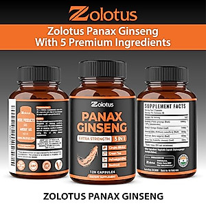 Zolotus Korean Red Panax Ginseng + Ginkgo Biloba, Ashwagandha, Beetroot, Green Tea - 120 Capsules (Pack of 2)