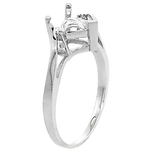 10K White Gold Natural Pink Topaz Heart Ring 7mm Diamond Accent, size 10