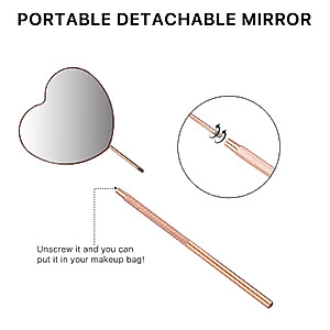 Miuffue 2.2inch Lovely Lash Mirror, Heart Shaped Detachable Stainless Steel Eyelash Mirror, Lash Mirror for Eyelash Extensions, Lash Extension Supplies and Tool for Lash Techs, Rose Gold