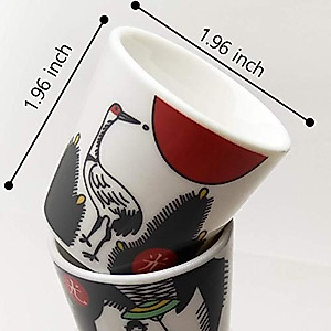 LENITH] Korean Funny Soju Shot Glasses Sets, O-Kwang Hwatu, Korea Traditional Card Game Printed for Sake, Whiskey, Tequila, Liquor