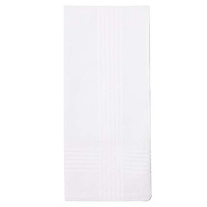 Perry Ellis 12 Pack Handkerchief (100% Cotton White with Satin Border, 16" x 16")