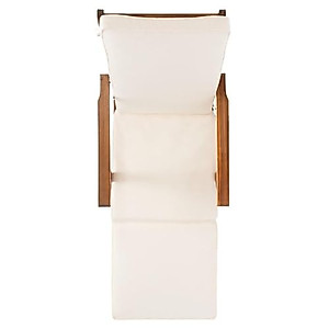 SAFAVIEH Outdoor Collection Palmdale Natural Brown Solid Wood/Beige Cushion Chaise Lounge Chair (PAT7015C)