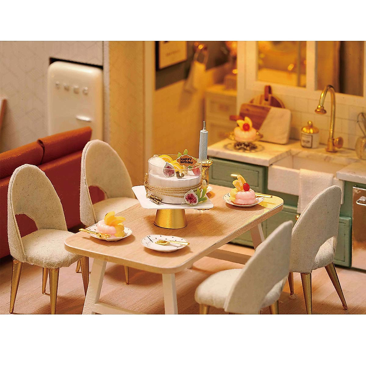 GuDoQi DIY Miniature Dollhouse Kit, Tiny House kit with Furniture and Music, Miniature House Kit 1:24 Scale, Great Crafts Gift for Birthday Christmas Day, Comfortable Life