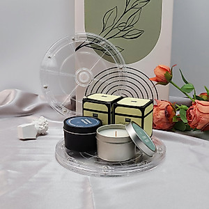 MY MIRONEY 8 Inch Lazy Susan Turntable Organizer Clear Plastic Acrylic Organizers Heavy Duty Rotating Swivel Stand with Steel Ball Bearings Pack of 2