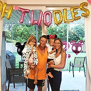 Oh TwoDles Balloons Mouse Second Birthday 2nd Banner Party Supplies Decorations for Girl Boy Baby Bday