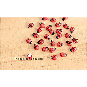 100 pcs Wooden Ladybug Garden Stones - Decorative Outdoor Ornaments - Garden Decoration for Vegatable and Flower Beds