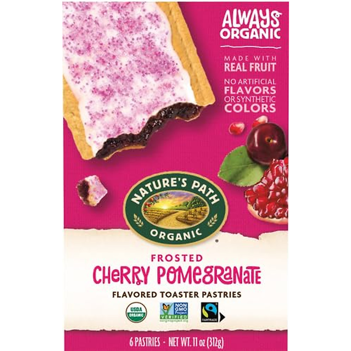 Nature's Path Organic Frosted Cherry Pomegranate Toaster Pastries, 11 Ounce (Pack of 1) Non-GMO, Made with Real Fruit