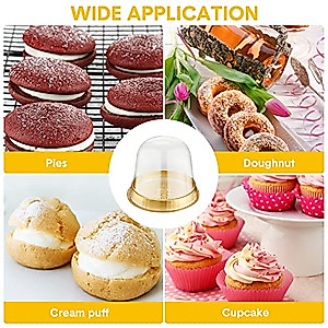 Mimorou 200 Pcs Individual Cupcake Boxes Clear Plastic Cupcake Containers Disposable Single Cupcake Holder with Lid Gold Tall