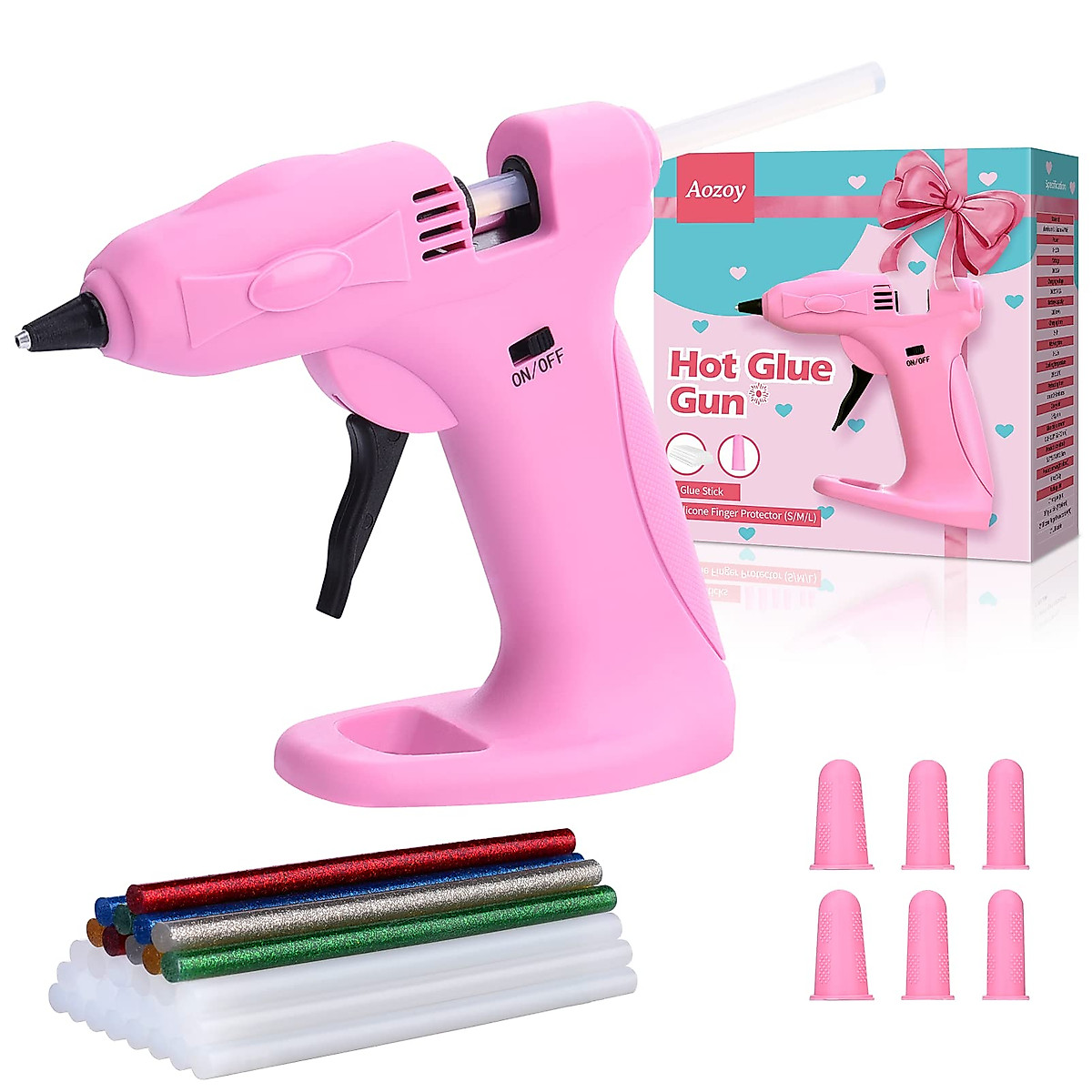 Glue Gun Cordless USB Rechargeable: 2600mAh Battery Operated Fast Preheating Wireless Hot Glue Gun Kit with 30pcs Mini Glue Stick for Crafts DIY Arts Home Repairs - Pink