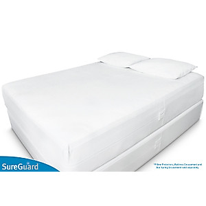 Set of 2 Standard Size SureGuard Pillow Protectors - 100% Waterproof, Bed Bug Proof, Hypoallergenic - Premium Zippered Cotton Terry Covers
