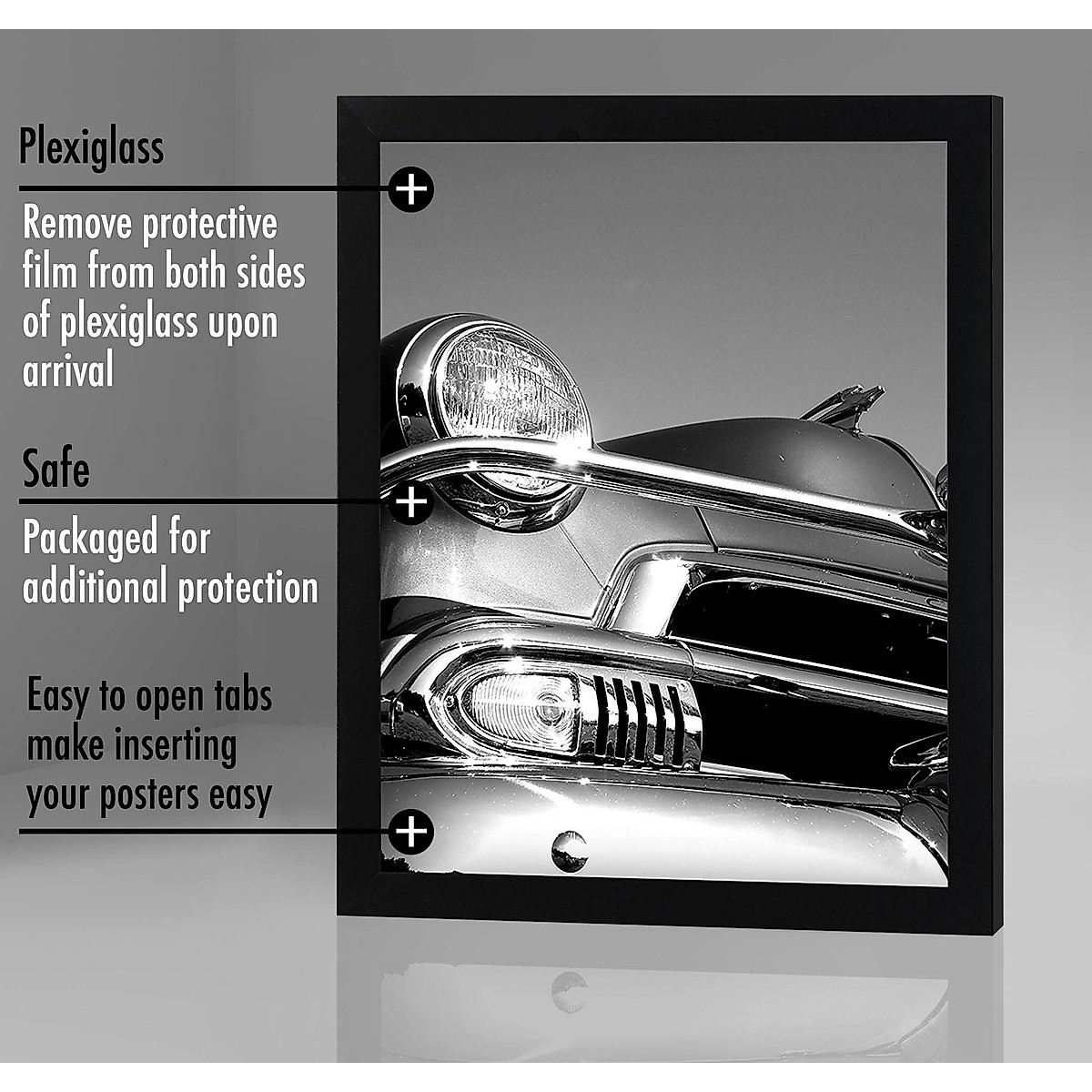 Americanflat 18x24 Poster Frame in Black - Composite Wood with Polished Plexiglass - Horizontal and Vertical Formats for Wall with Included Hanging Hardware