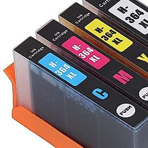 Hilitand Ink Cartridge Large Capacity Inkjet Cartridge Clear Fadeless Print Printer Cartridge for School, Office, Trading Firms (BK C M Y 4 Colors)