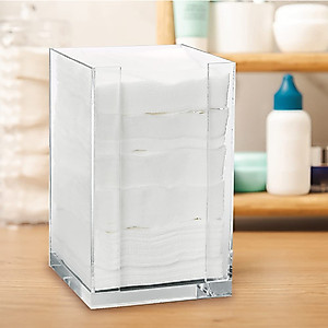 ForPro Square Pad Dispenser - Clear, Acrylic, Open Sides and Top Dispenser- Cocktail Napkin Dispenser - Fits 4” x 4” Cotton Pads - 7” H x 4.25” W x 4.25” L