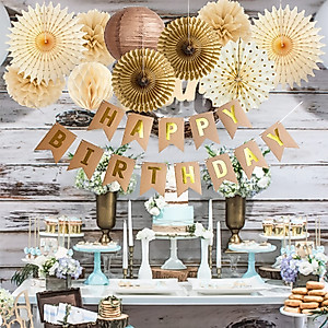 Brown Party Decorations Cream Tan Brown Rustic Natural Birthday Decorations Paper Fans Tissue Paper Pom Poms Rustic Wedding Baby Shower Birthday Party Decoration