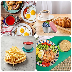 NANSHINE 8pcs Salad Dressing Container To Go, 2.4oz/70ml Stainless Steel Condiment Containers with 4 Colors Silicone Lids, Leakproof Dipping Sauce Cups For Lunch Box, Picnic, Travel