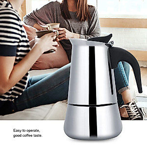 Fdit Portable Stainless Steel Coffee Pot Moka Espresso Maker Mocha Pot Moka Stove 100ml/200ml/300ml/450ml (1#)