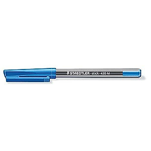Staedtler Medium Stick 430 Ballpoint Pen, Blue, Pack of 6