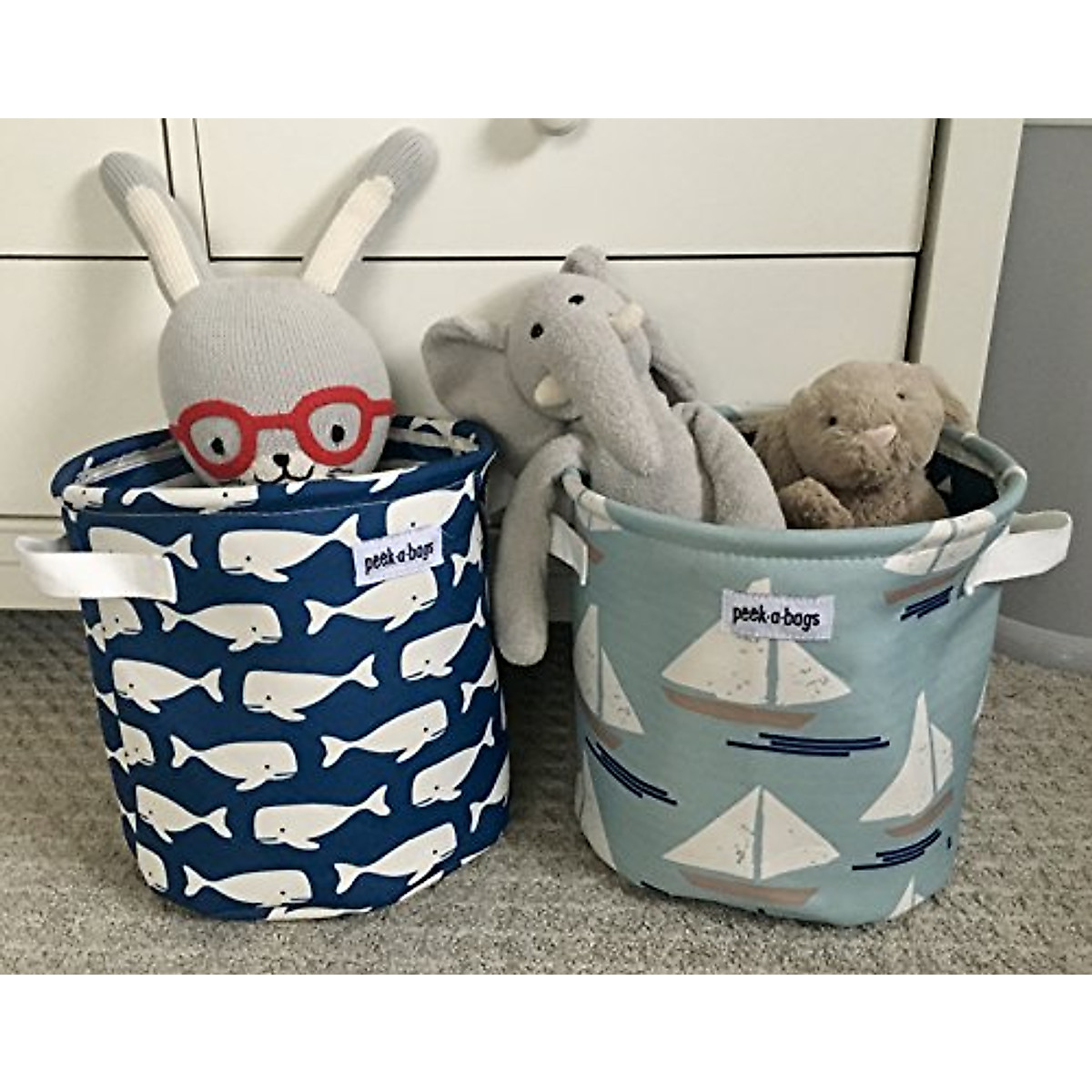 Toy Storage Organizer Canvas Bin, PEEK-A-BAGS Kid's Toy Storage - Books, Blocks, Baby Toys, Legos, Small Stuffed Animals. Organize Nursery, Bedroom, Playroom, Living Room, & Closets.