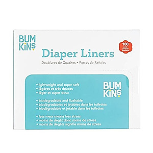 Bumkins Disposable Cloth Fabric Diaper Liner, Biodegradable, Neutral, 100 Count (Pack of 1)