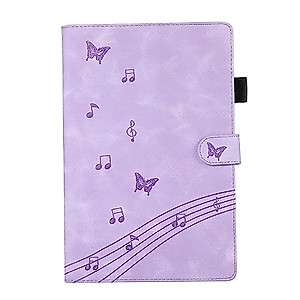 Business Special Butterfly Phonogram Pattern Cover with 2 Credit Card Slots Pencil Holder Kickstand Protective Case for iPad Air 4 2020-Purple