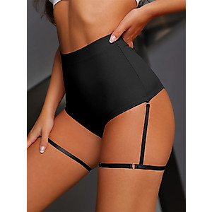 BZB Women's High Waist Yoga Shorts with Garters Booty Dance Cheeky Hot Pants Gym Workout Active Butt Lifting Sports Leggings Black