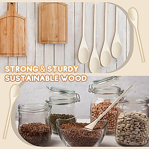 Mifoci 150 Pack 12 Inches Long Wooden Spoons for Cooking Long Handle Wood Spoons Kitchen Honey Spoons Mixing Stirring Tasting Serving Utensils Puppets for Eating Cooking Baking Crafts