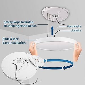 DAKASON LED Flush Mount Ceiling Light 12 Inch, 24W Dimmable Round Ceiling Lamp 2700-5000K 5 Color Tem. Selectable, Overhead Ceiling Light for Bedroom, Living Room, Kitchen, Hallway