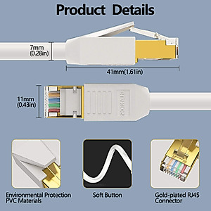 GLANICS Cat 8 Ethernet Cable 25 ft, Cat8 Network Internet LAN Cable High Speed 40Gbps RJ45 Plug Patch Cord with Clip, LAN Wire for Router, Modem, Gaming, Xbox, PS4, Switch