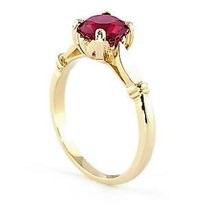 Galaxy Gold GG 14k Solid Yellow Gold Solitaire 2 ct Ruby Ring - Size 8