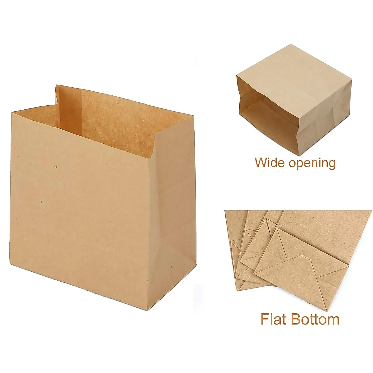 Brown Paper Bags for Snacks,50 Pack, Greaseproof Kraft Paper Bags, Recyclable, and Biodegradable, Small Brown Paper Bags For Popcorn, Cookies, Fries, Crafts, Gift Wrapping Bag in Bulk