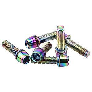 MEETOOT 6pcs M5x18 Tapered Head Bolt with Washer, Colorful Stainless Steel M5 Screw for Bike Bicycle Stems Handlebar