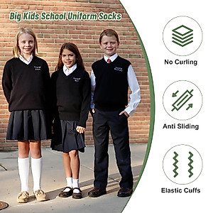 Zando Girls Knee High School Uniform Socks - Breathable Long Tube Socks for Soccer & Outdoor Sports, Seamless Toe, Ages 5-8, Black