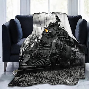 Steam Train Blankets Kids Adults Soft Flannel Fleece Throw Blanket for Sofa Couch Bed Gift