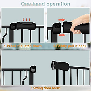 Fairy Baby Extra Wide Baby Gate Black 57.5-62 Inch Wide, Walk Through Pressure Mounted No Drill, Long and Large Tension Dog Gates for Pet and Kids