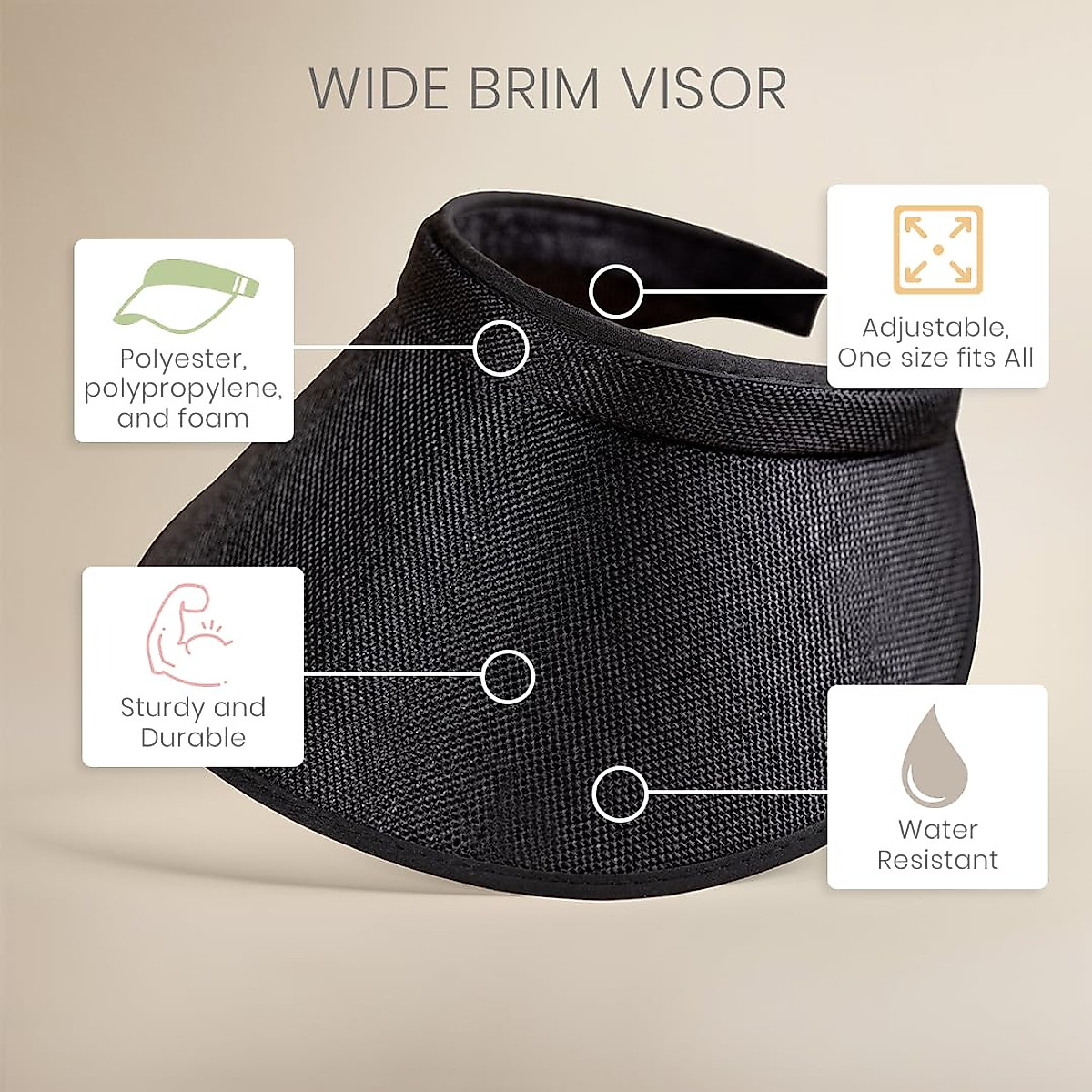 de la heart Wide Brim Visor Sunhat for Women, Black