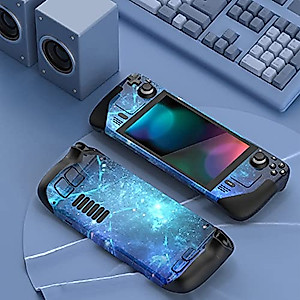 PlayVital Full Set Skin for Steam Deck, Decal Stickers for Steam Deck Handheld Gaming PC - Blue Nebula